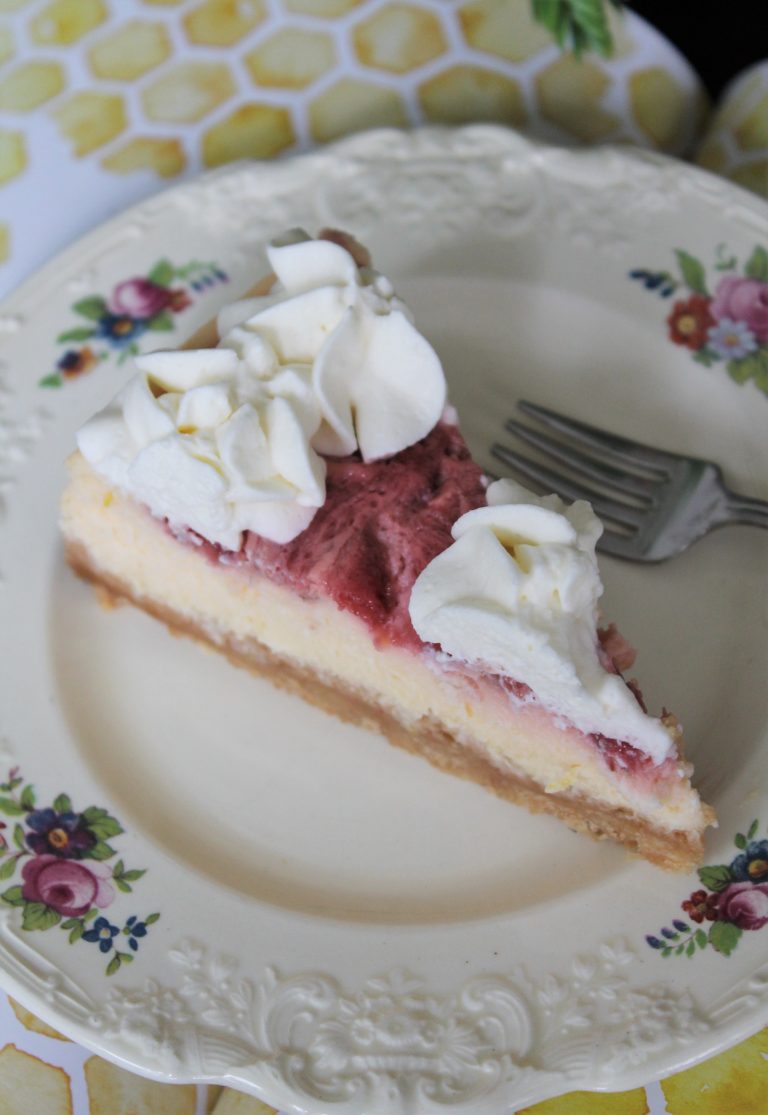 Lemon Cheesecake with Strawberry Swirl